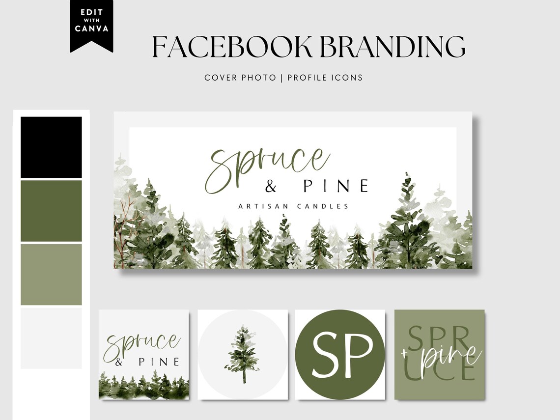 Forest Facebook Cover Canva Template, Rustic Woodland Facebook Banner ...