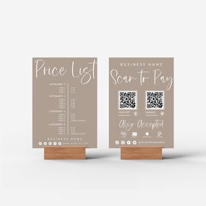 Modern Scan to Pay Sign & Price List Template, QR Code Sign, Printable ...