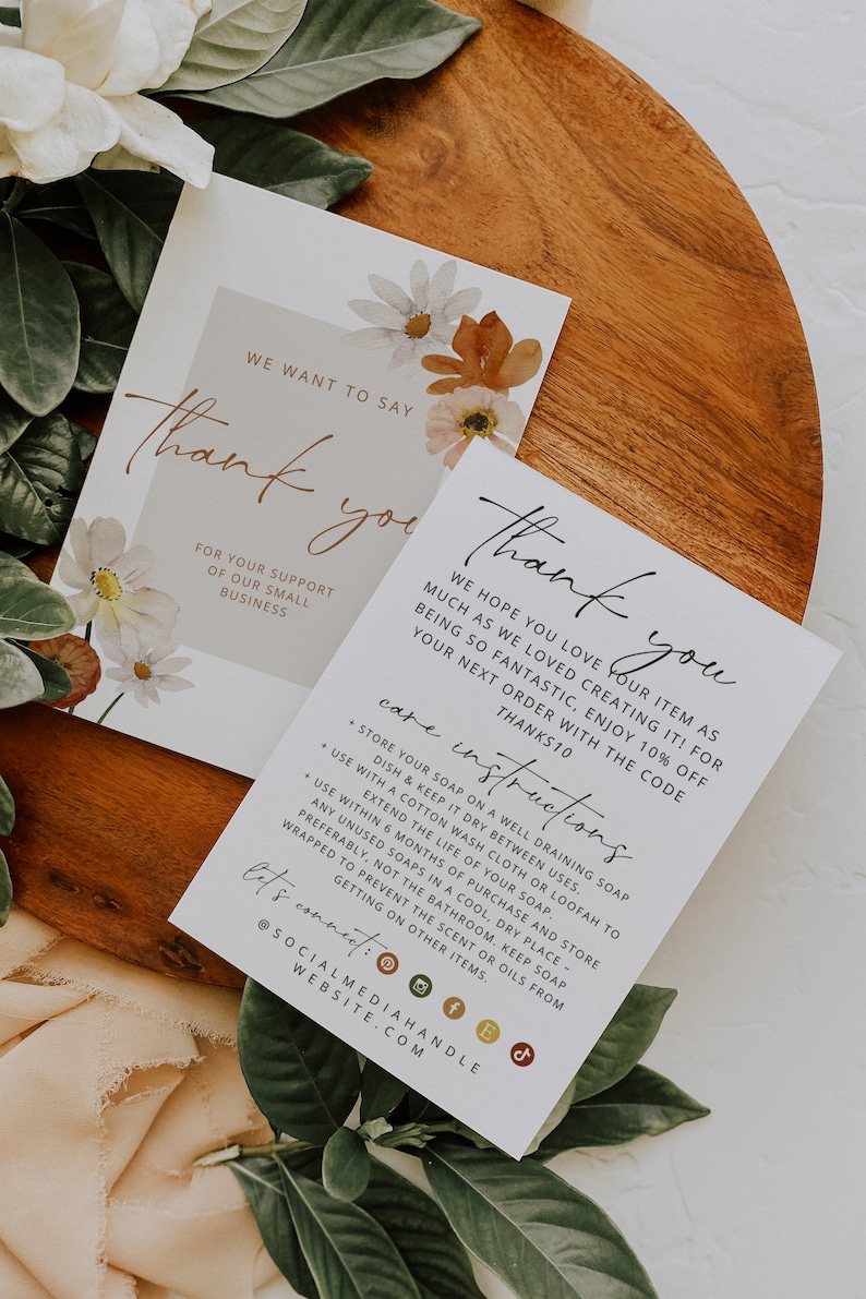 Editable Care Card Template Printable Business Thank You Card | Etsy