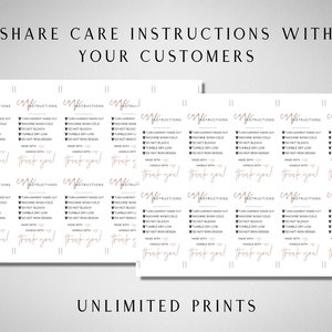 Printable Garment Care Card, INSTANT DOWNLOAD, Simple Care Card Package ...