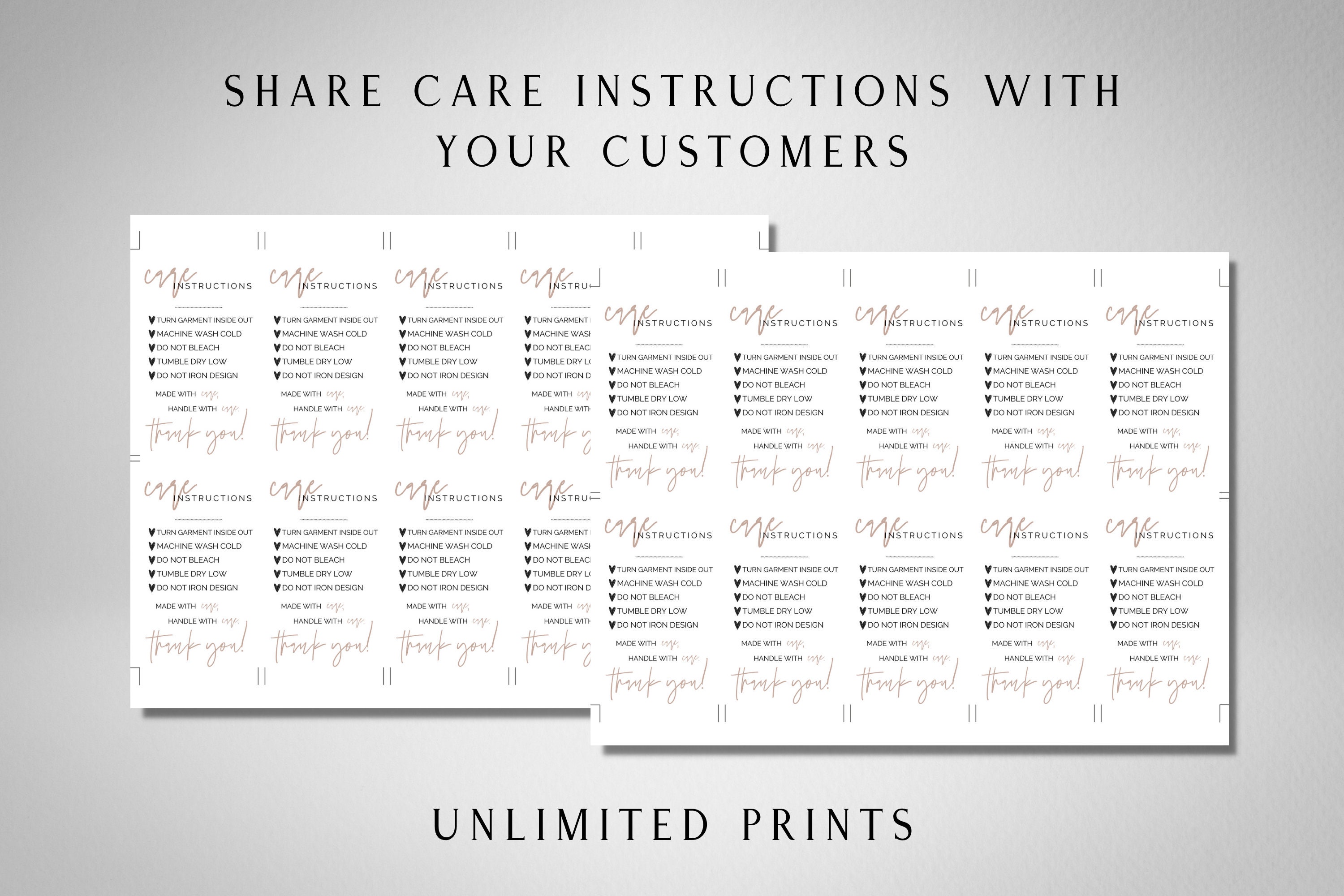 Printable Garment Care Card INSTANT DOWNLOAD Simple Care - Etsy