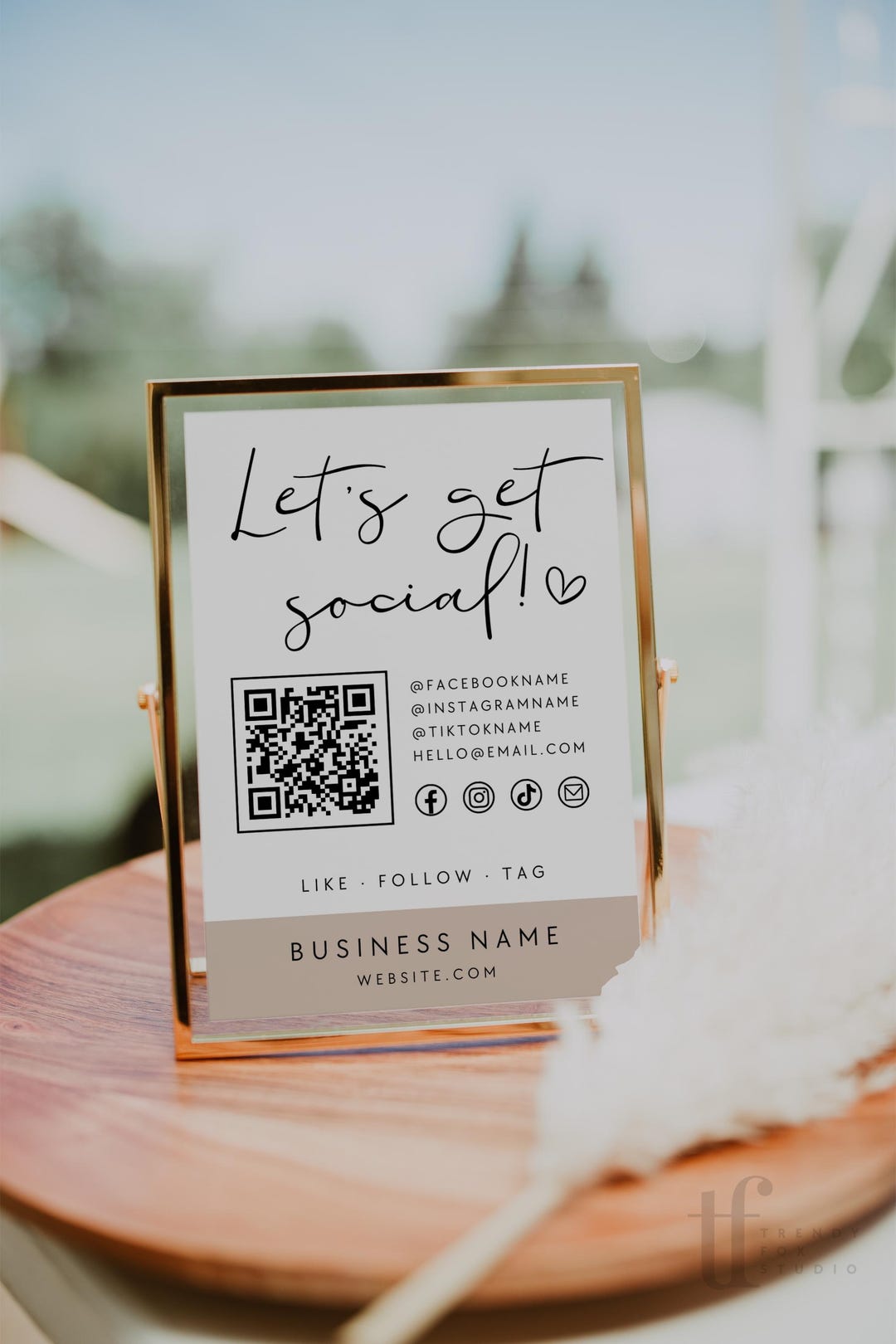 QR Code Social Media Sign Canva Template, Follow Us on Social Media ...