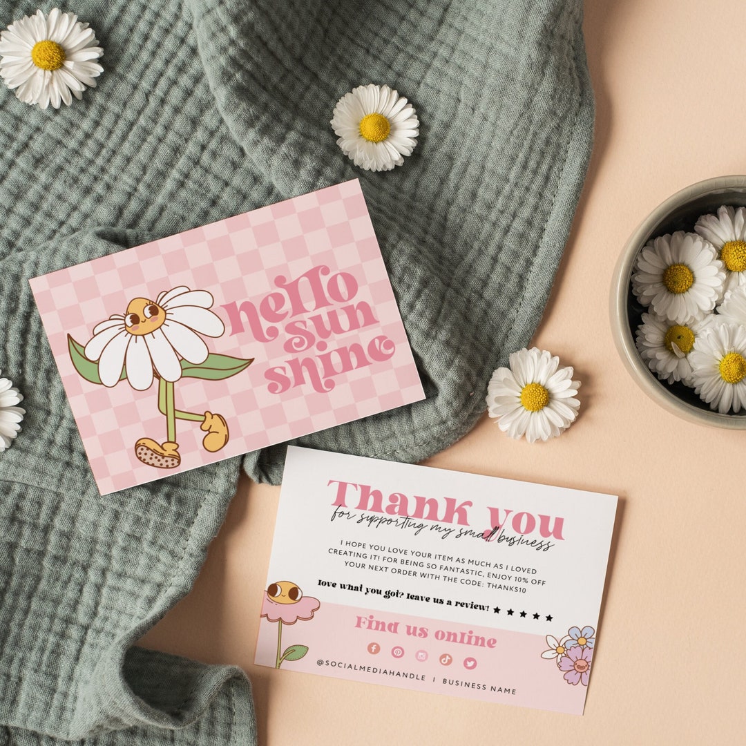 Retro Thank You Card Canva Template, Editable Business Thank You Card ...