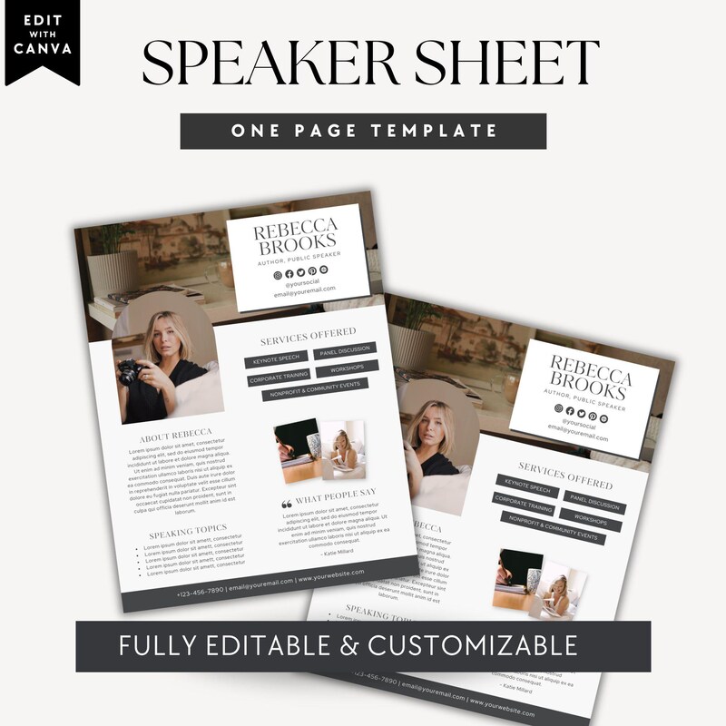 Speaker One Sheet - Etsy