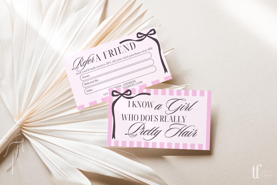 Elegant Refer A Friend Business Card Canva Template, Printable Hair ...