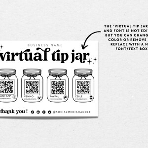 Printable Virtual Tip Jar Venmo Cashapp Payment Sign, QR Code Sign ...