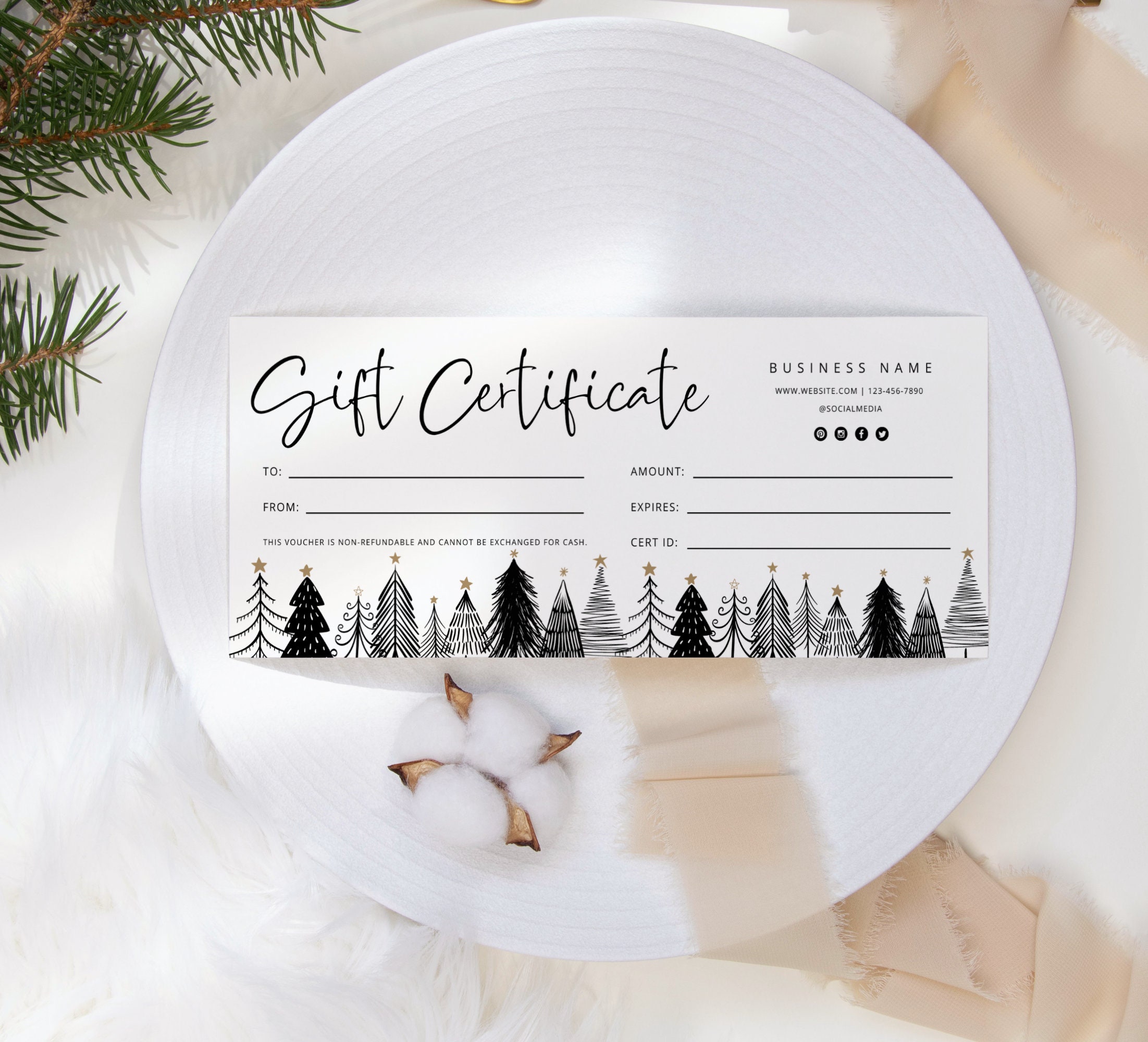 Holiday Gift Certificate Template DIY Printable Gift Voucher | Etsy