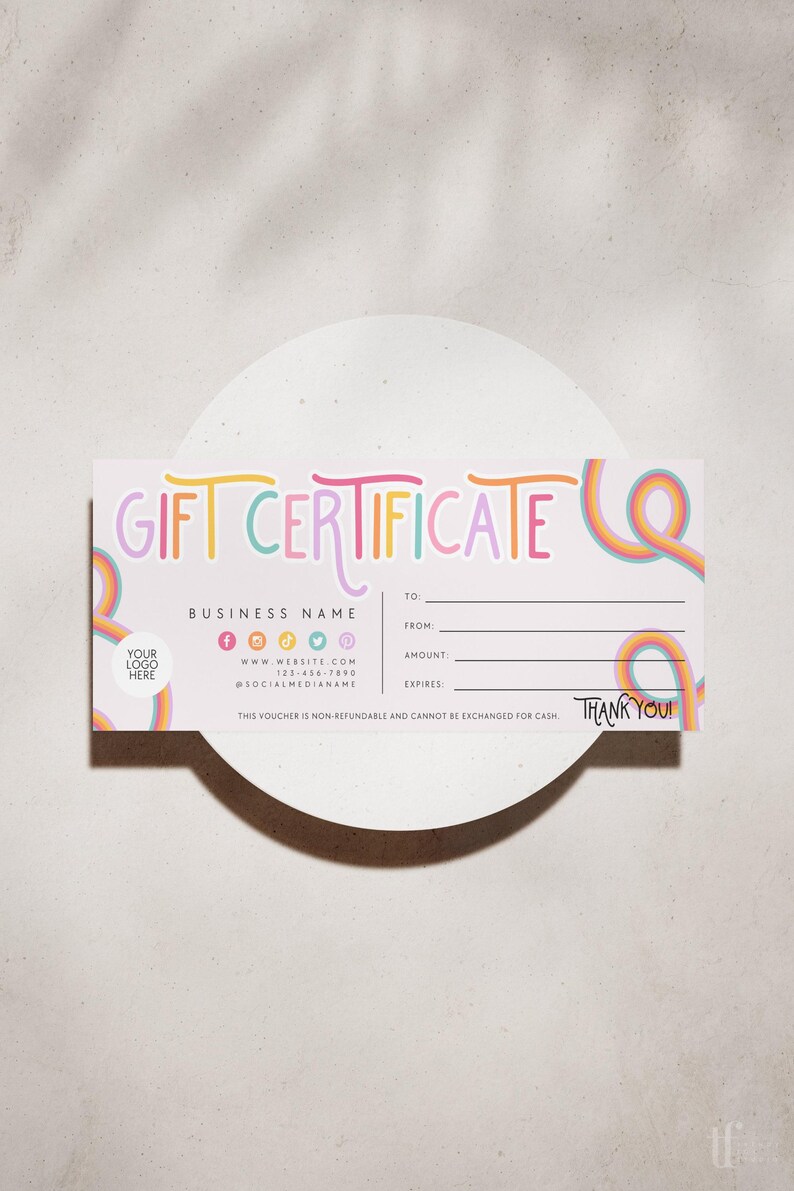 Rainbow Gift Certificate Canva Template, DIY Pastel Printable Gift ...