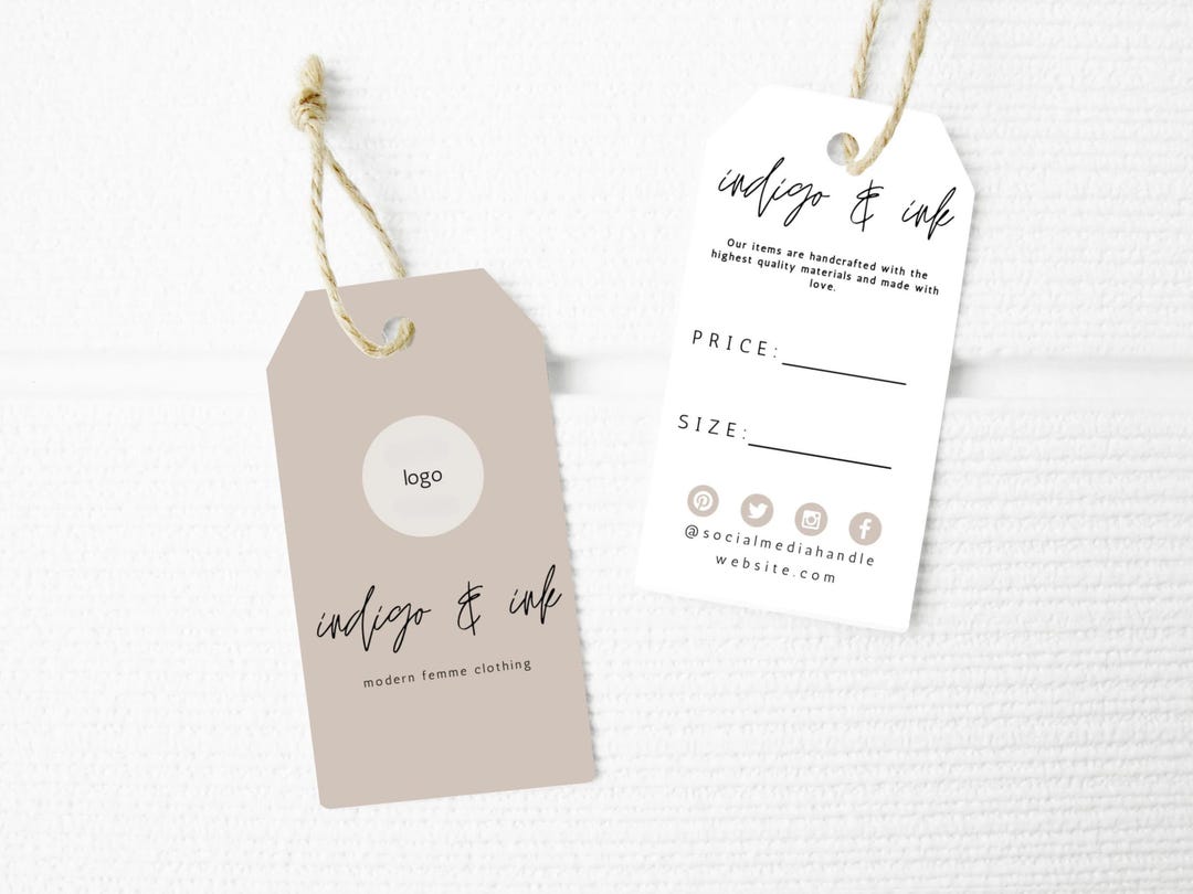 Editable Hanging Tags Template, Printable Fashion Label Template ...