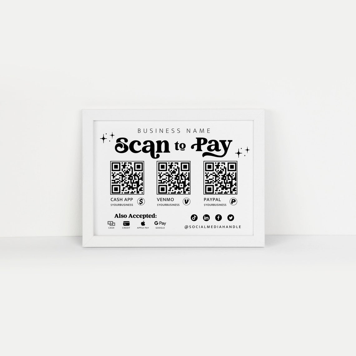 Retro Scan to Pay Sign Template QR Code Sign Printable - Etsy