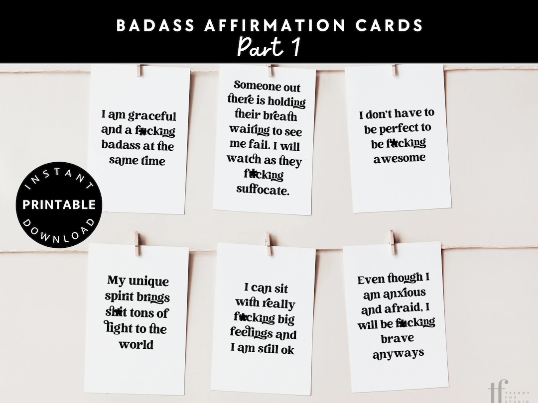 Printable Badass Affirmation Cards Sweary Affirmation Deck - Etsy