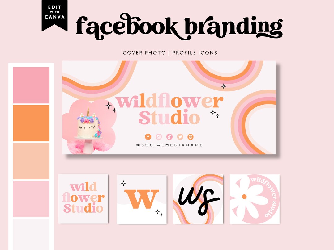 Rainbow Facebook Cover Template, Facebook Banner, Facebook Icon ...