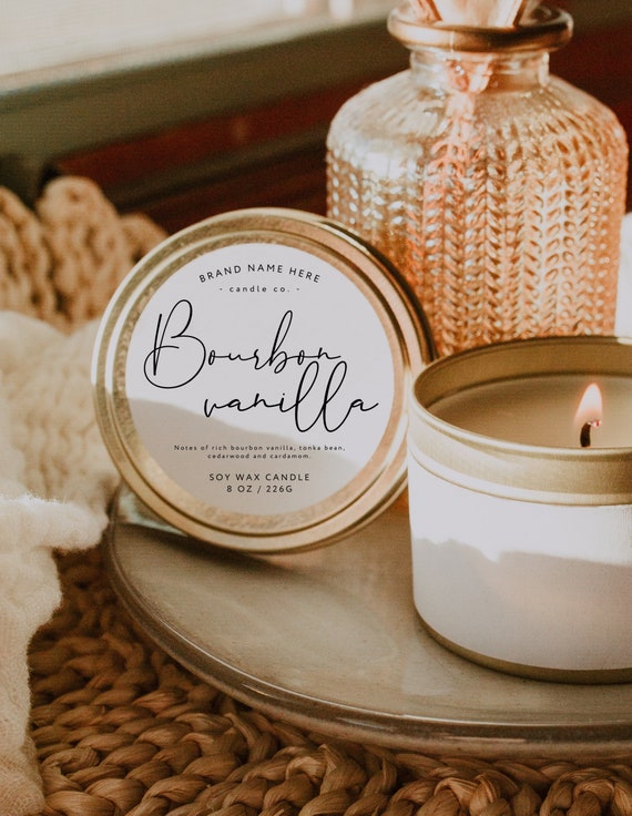 Round Candle Label Template Editable Candle Lid Sticker - Etsy