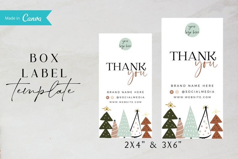 Holiday Box Label Template Editable Christmas Packaging - Etsy