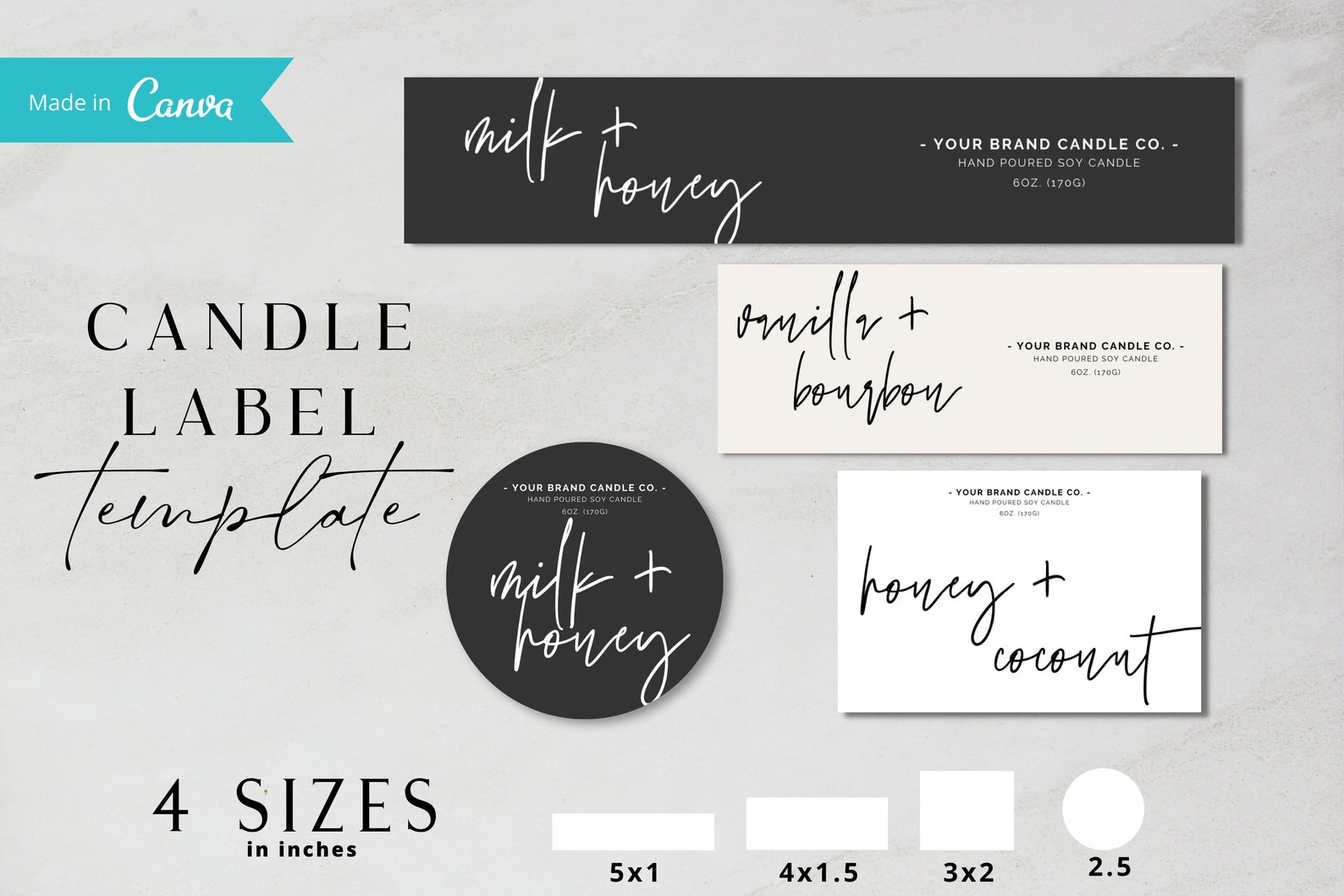 Thin Candle Label Templates Editable Candle Tin Label Script | Etsy