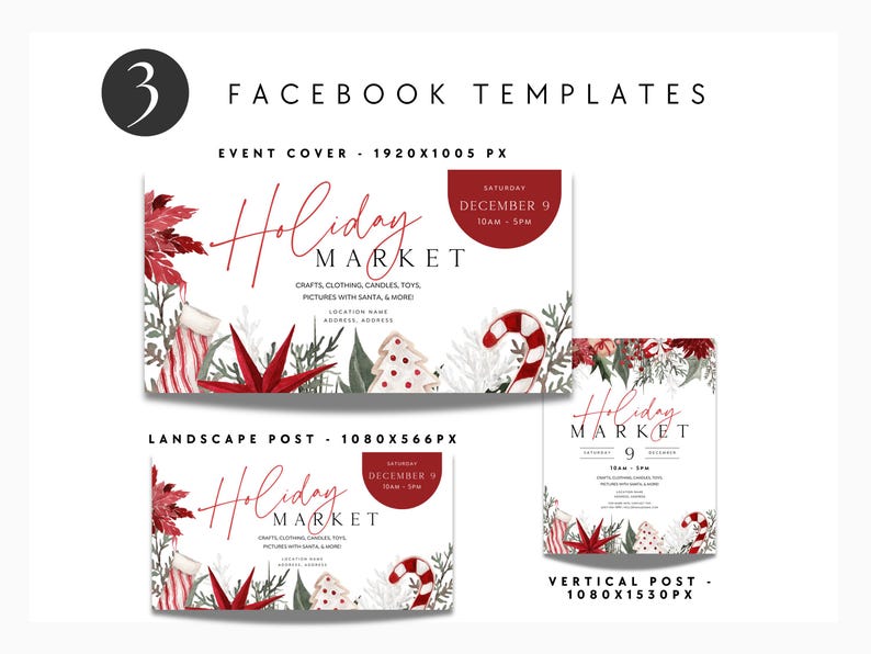 Christmas Facebook Event Cover Canva Template, Holiday Festival Market ...