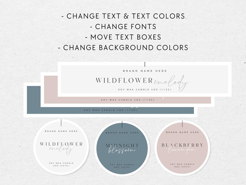 Minimal Thin Candle Label Canva Template, Editable Candle Tin Label Set ...