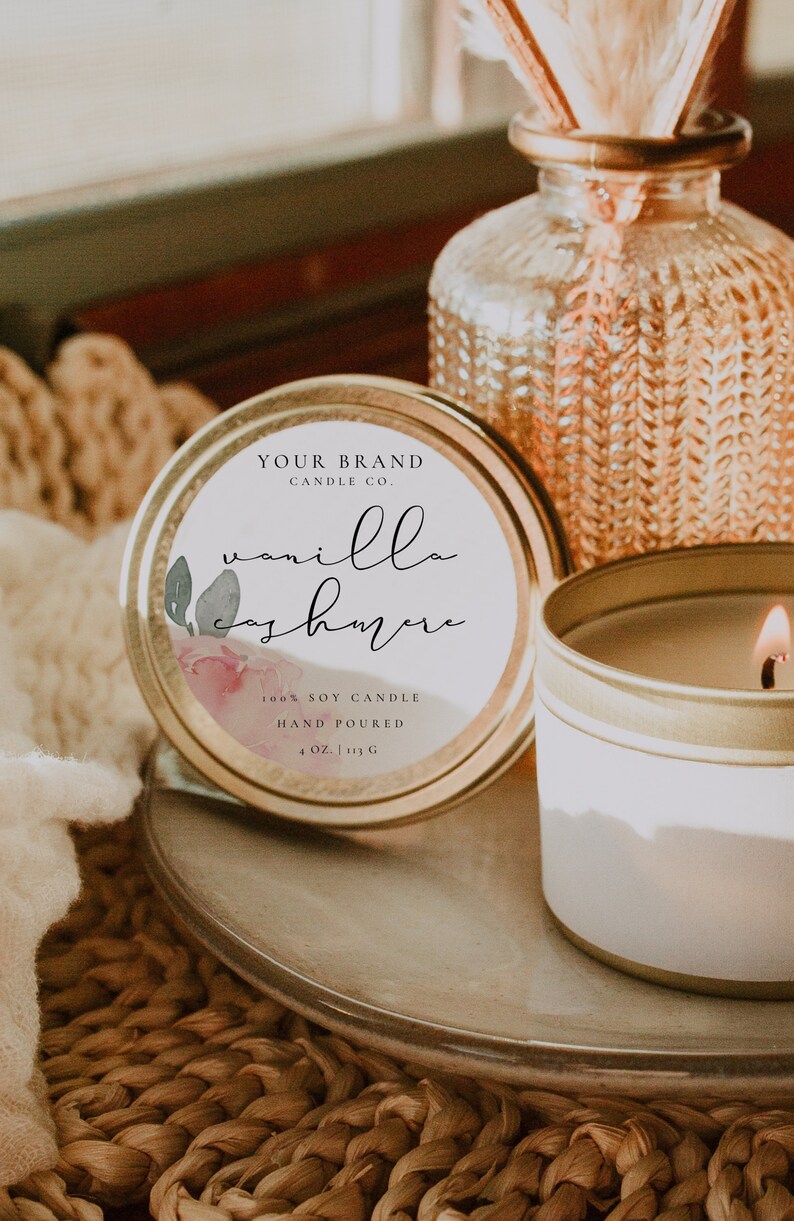 Round Candle Label Template Editable Candle Lid Sticker - Etsy