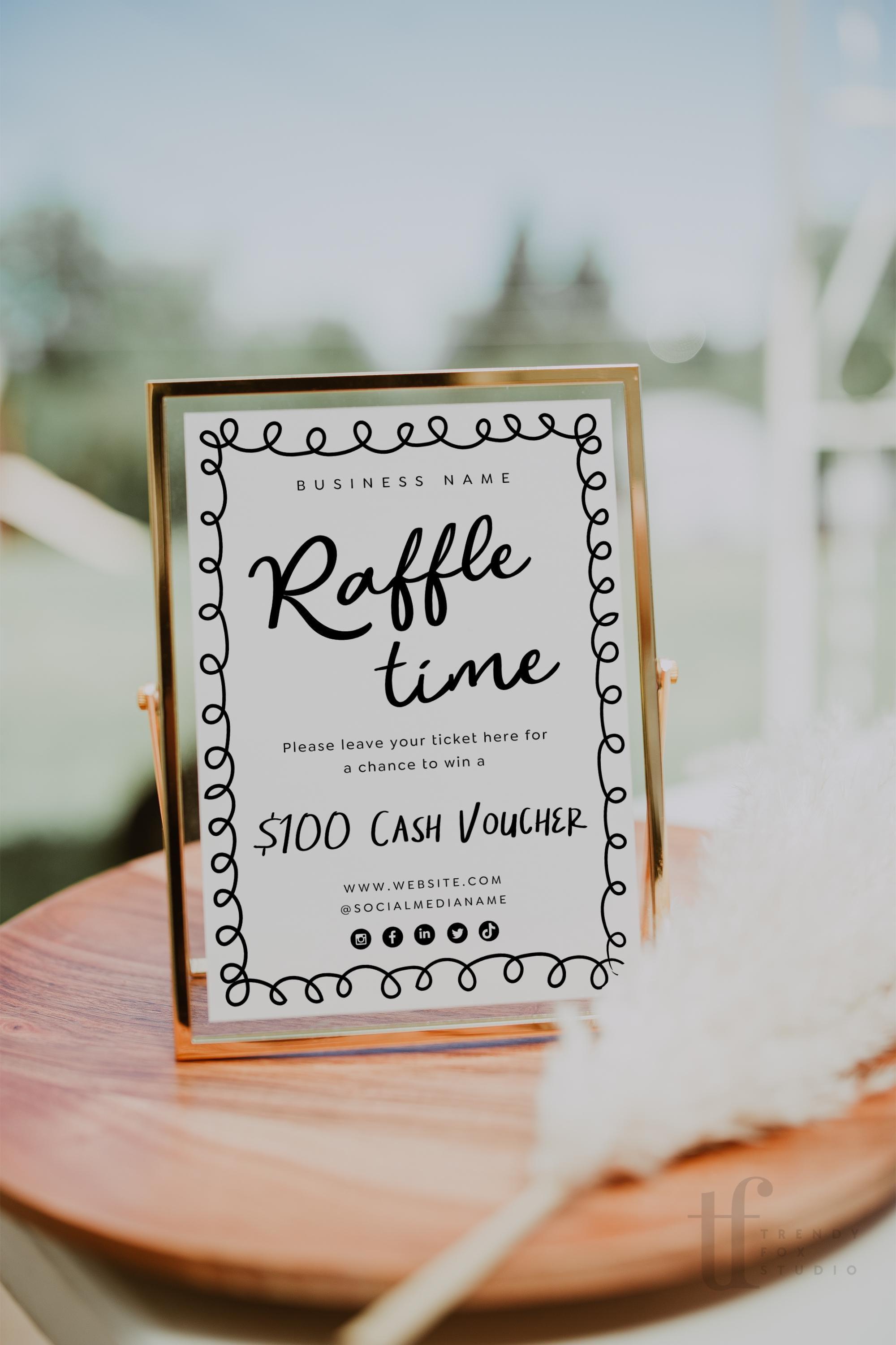 Whimsical Raffle Sign Canva Template, Cute Fun Enter to Win Poster, Pop ...