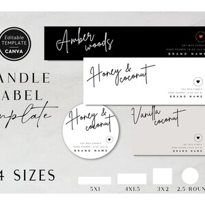 Thin Candle Label Templates, Editable Candle Tin Label, Script Font ...