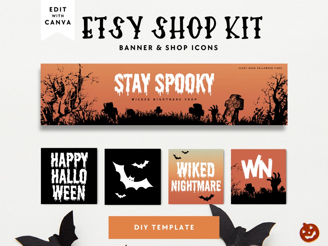 Halloween Etsy Banner Canva Template Etsy Store Branding - Etsy