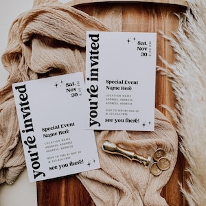 Retro Business Invitation Template, Special Event Invitation, Digital ...