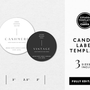 Round Candle Label Template, Editable Candle Lid Sticker Label, Pre ...