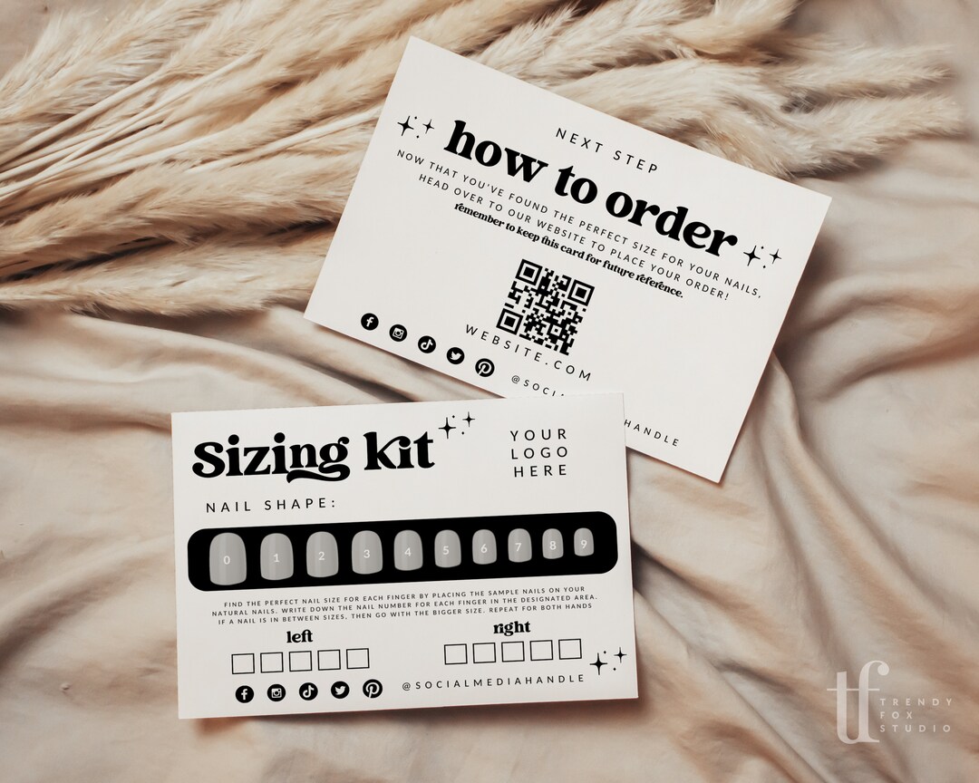 False Nails Sizing Kit Template, Editable Artificial Nails Sizing Chart ...