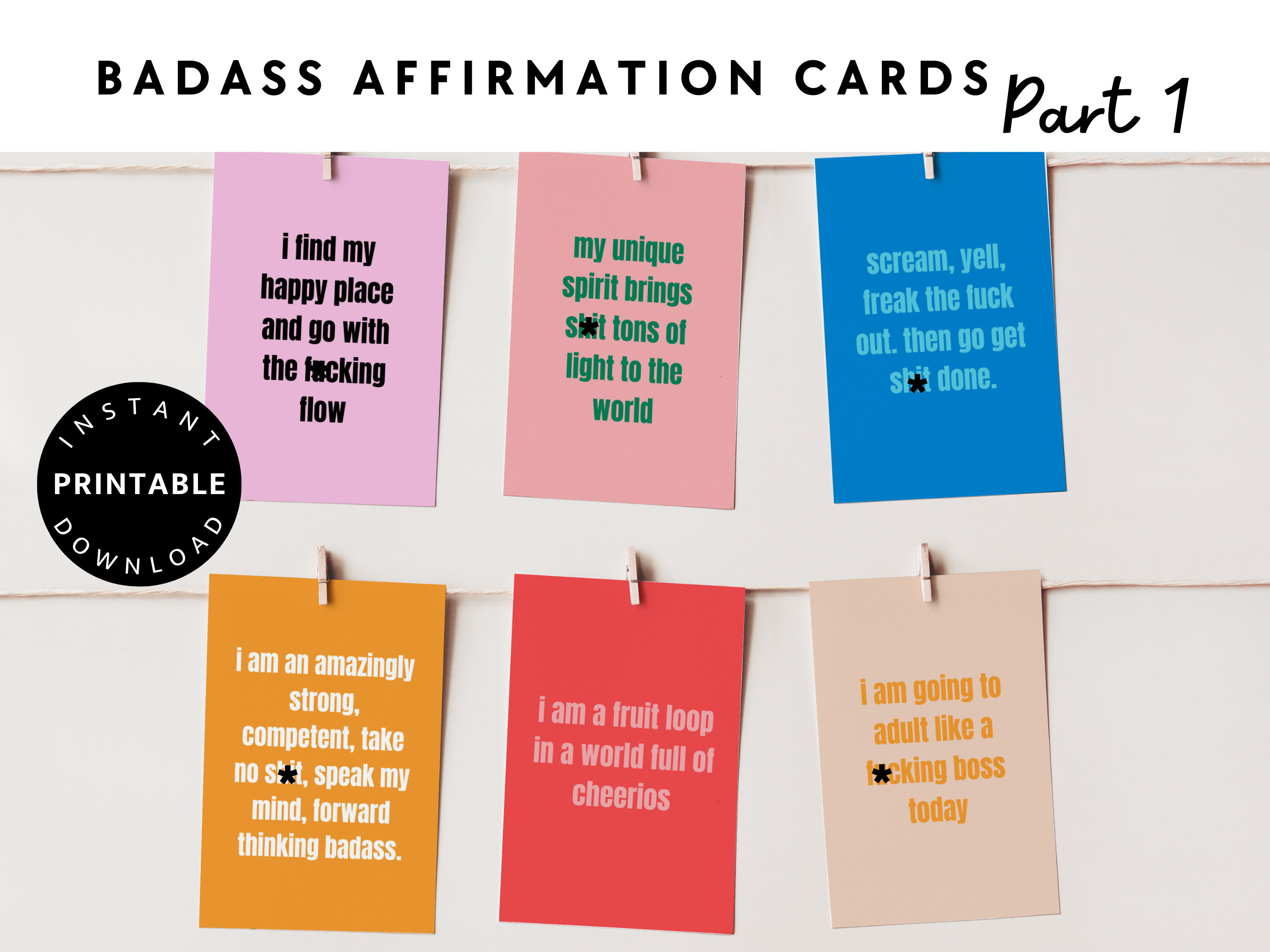 Printable Badass Affirmation Cards Sweary Affirmation Deck - Etsy