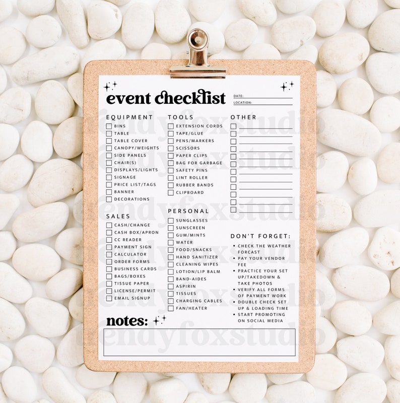 Pop-up Shop Checklist, Vendor Event Planner, Craft Show Checklist ...