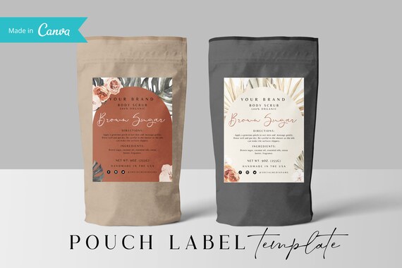 Boho Pouch Label Template Editable Body Product Label | Etsy