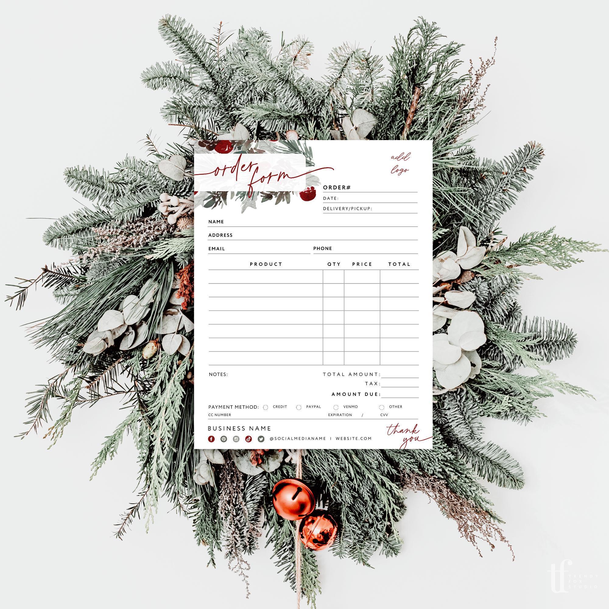 Editable Holiday Order Form Canva Template, Rustic Small Business Forms ...