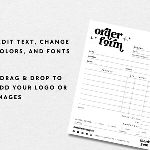 Editable Order Form Canva Template, Retro Small Business Forms ...