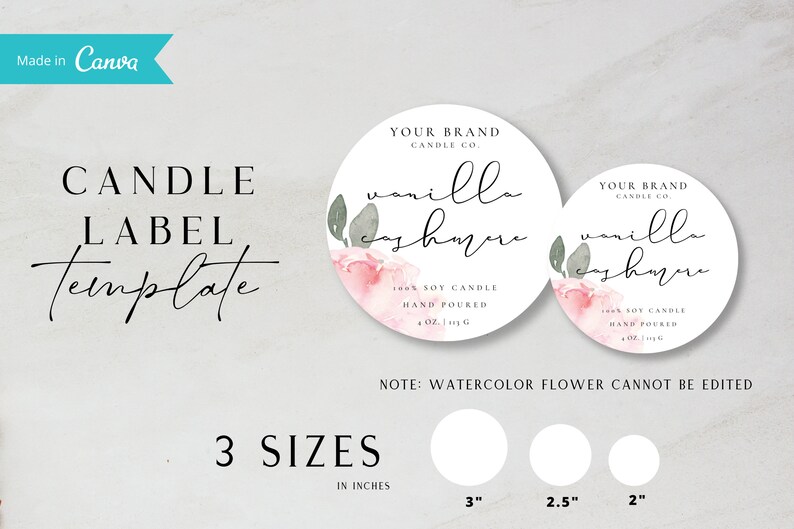 Round Candle Label Template Editable Candle Lid Sticker - Etsy