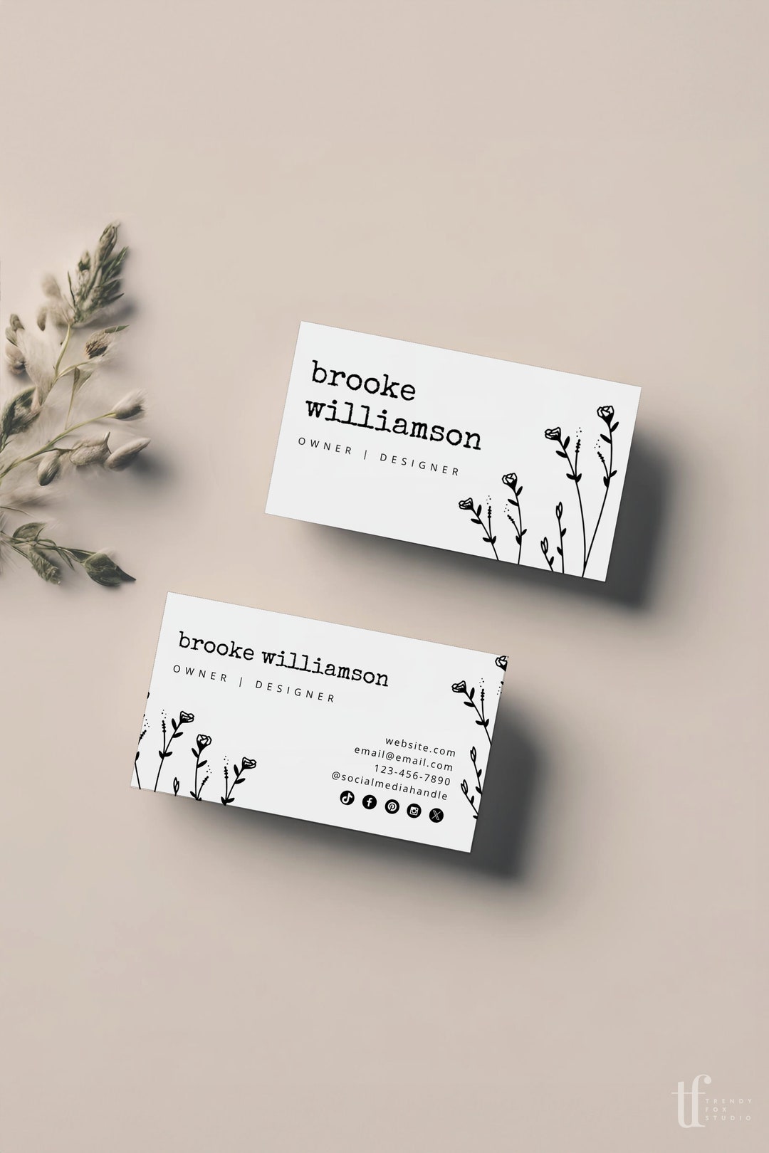 Editable Rustic Business Card Canva Template, Instant Download ...
