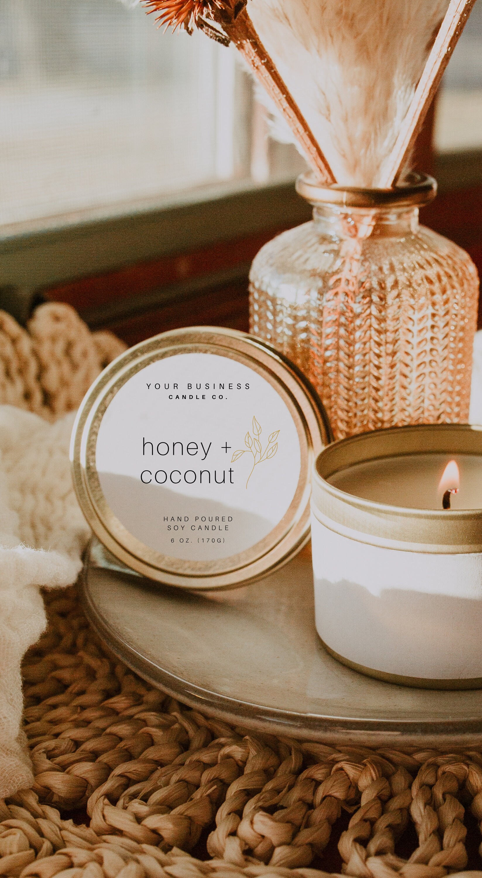 Round Candle Label Template Editable Candle Lid Sticker | Etsy