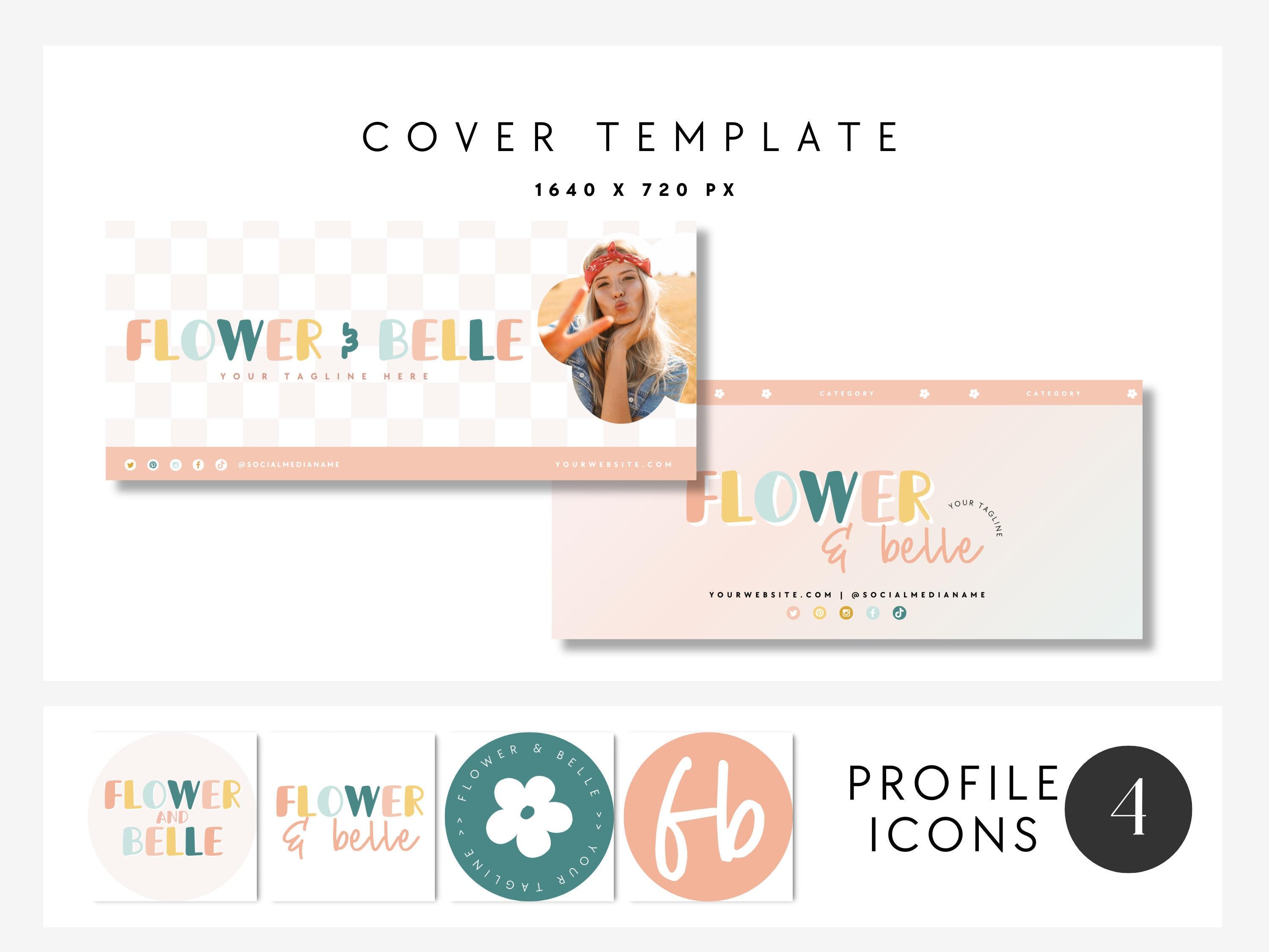 Rainbow Facebook Cover Canva Template, Pastel Facebook Banner & Icon ...