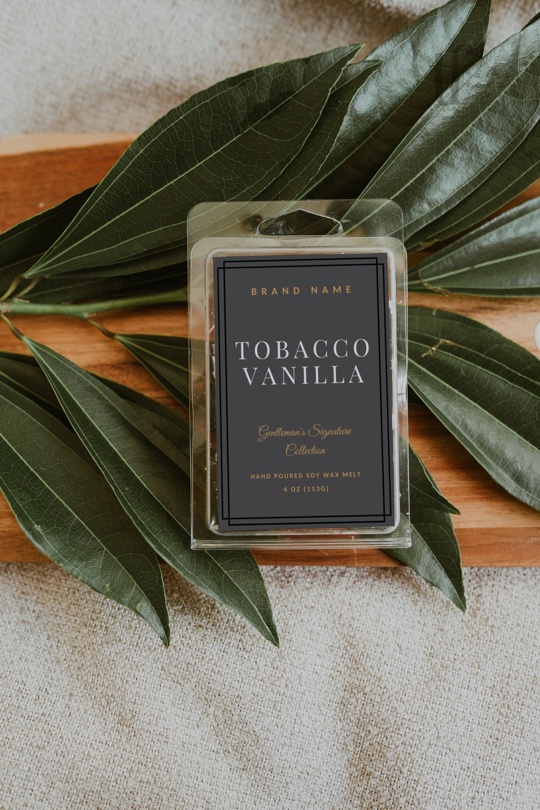 Masculine Wax Melt Label Template Canva, Editable Clamshell Wax ...