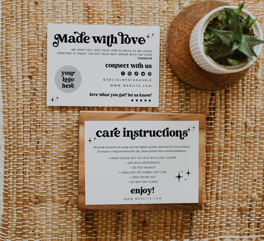 Retro Care Instructions Template, Business Thank You Template, T-shirt ...