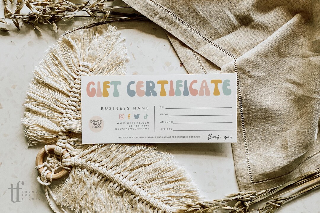 Rainbow Gift Certificate Template, DIY Boho Printable Gift Voucher ...