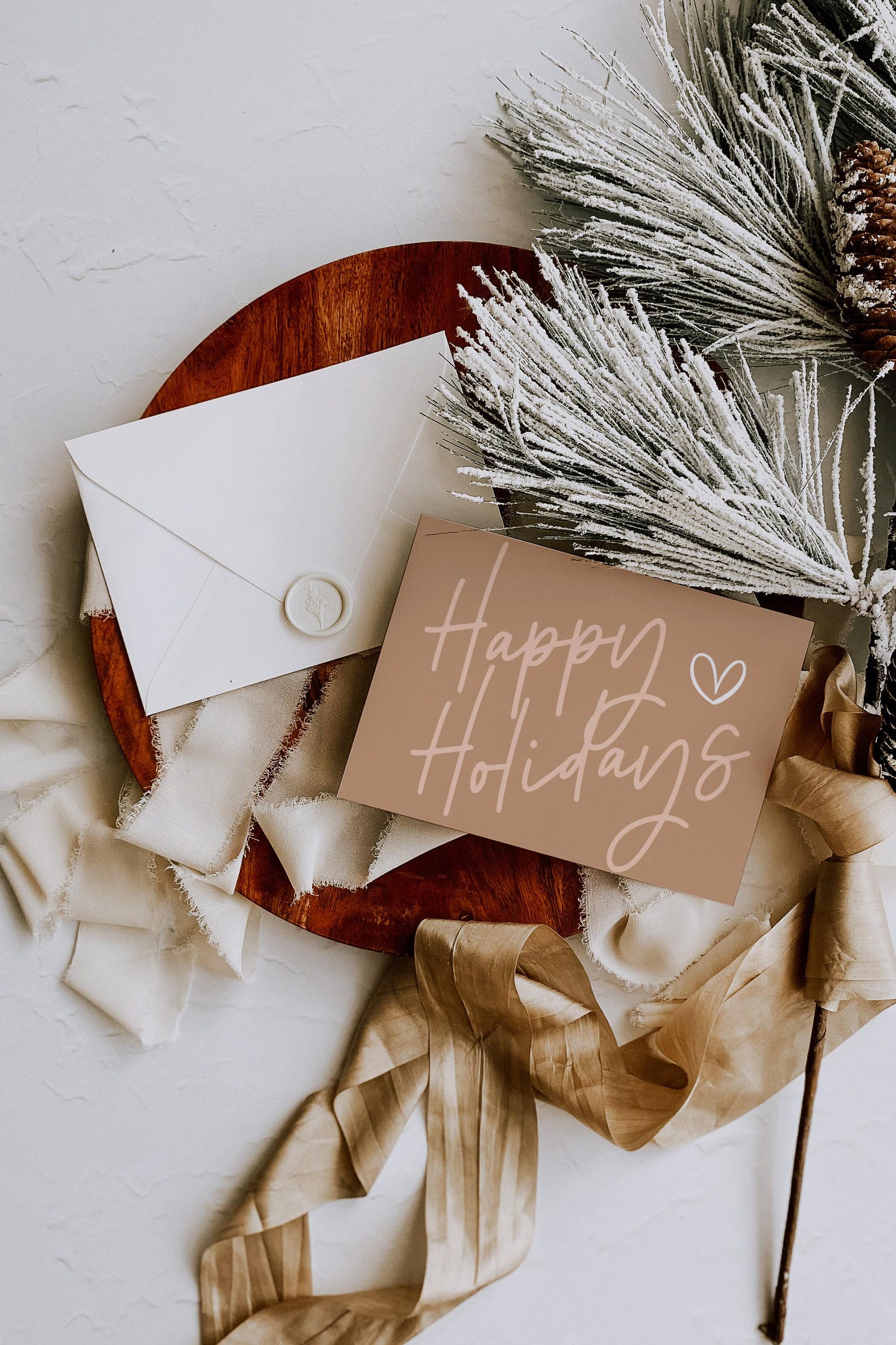 Boho Christmas Business Thank You Card Template, Neutral Holiday ...