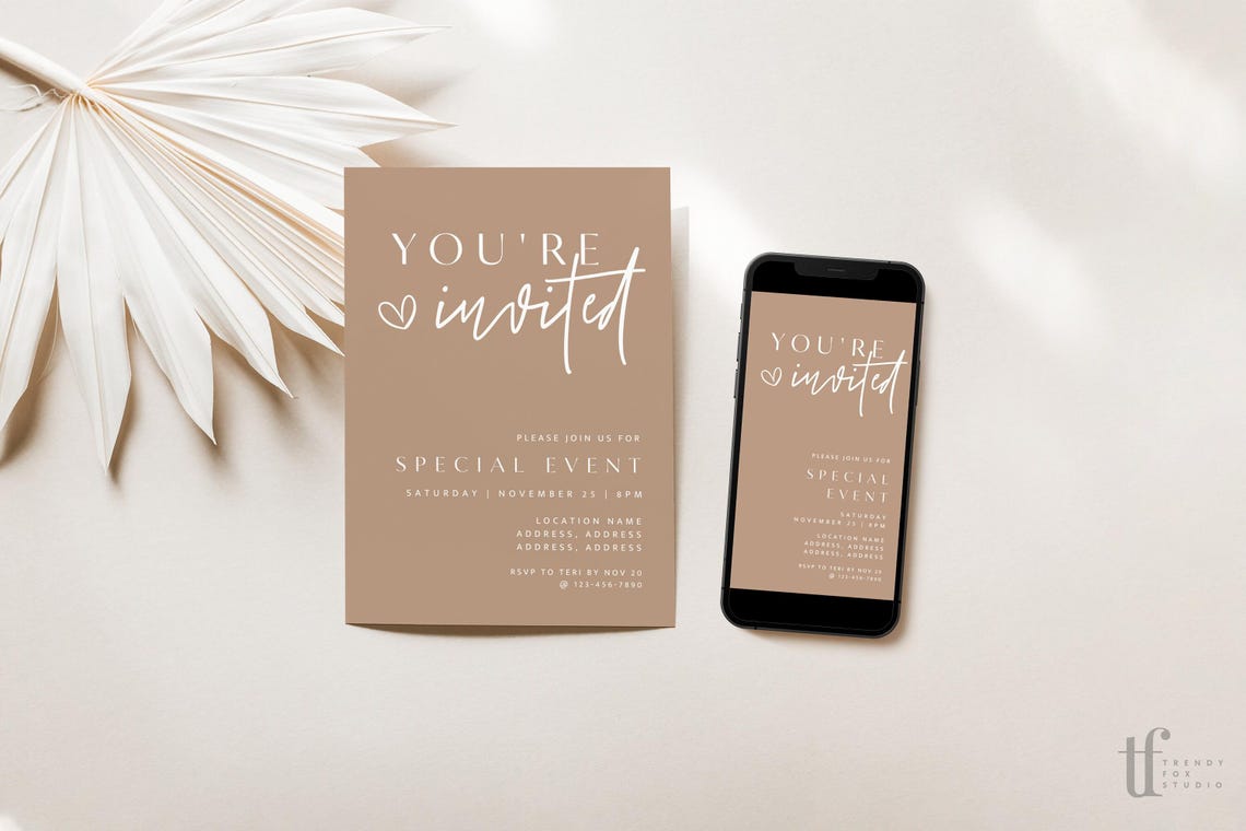 Modern Business Invitation Template, Special Event Invitation, Minimal ...