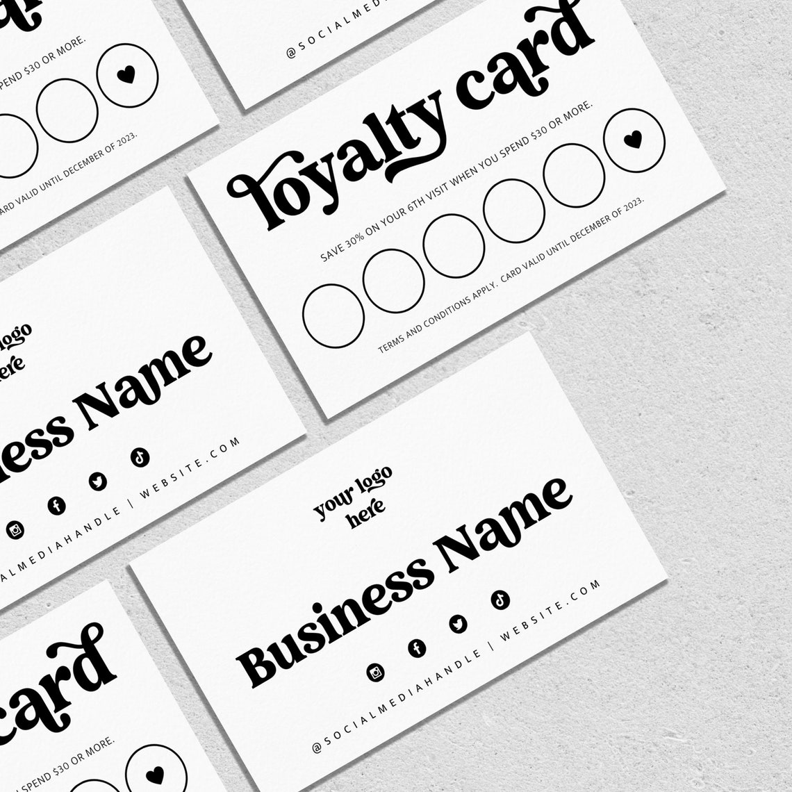 Retro Loyalty Card Template Editable Customer Punch Card - Etsy