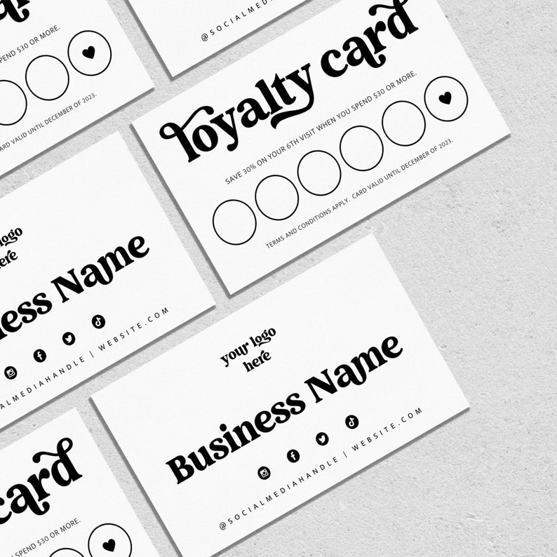 Retro Loyalty Card Template Editable Customer Punch Card - Etsy