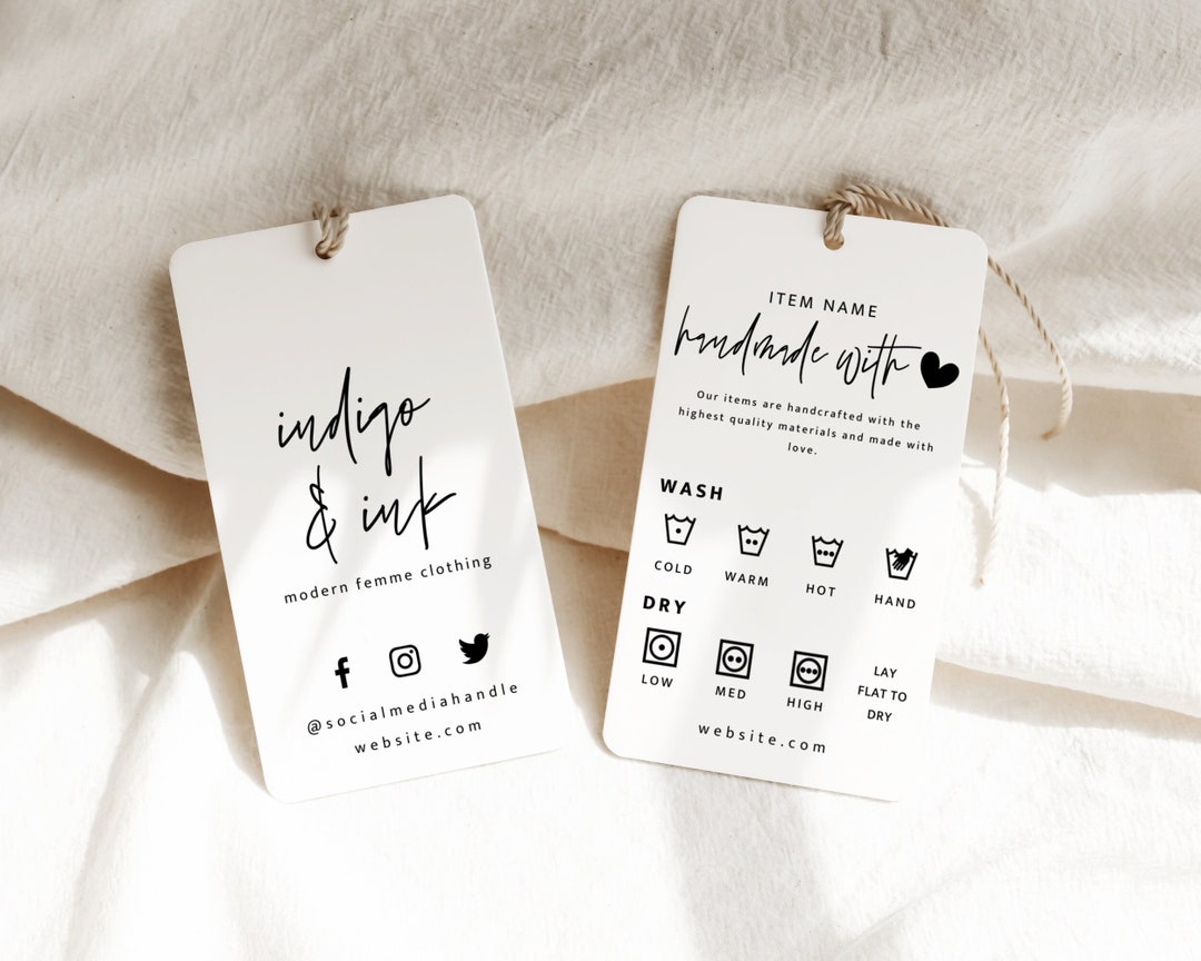 Editable Washing Instructions Tag, Printable Hang Tag Template ...