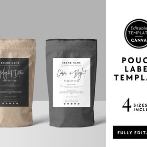 Pouch Label Template Canva, Editable Body Product Label Template, Tea ...