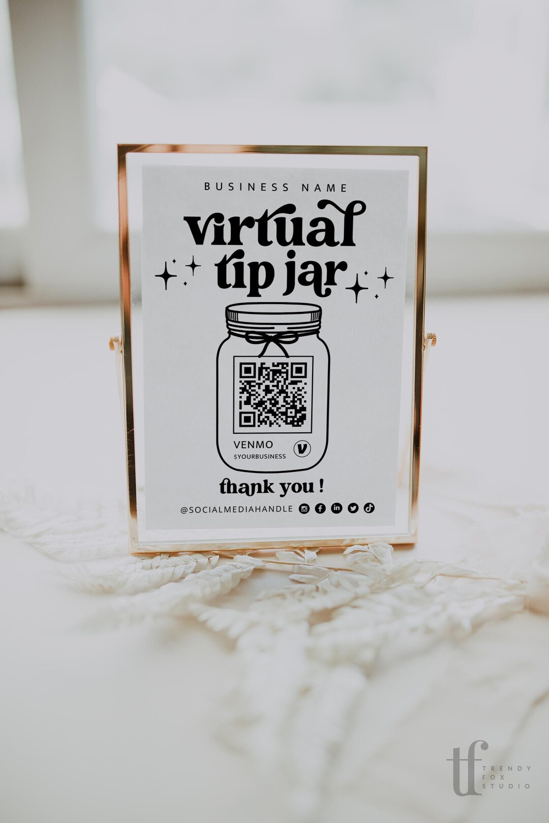 Printable Virtual Tip Jar Venmo Payment Sign, QR Code Sign Canva ...