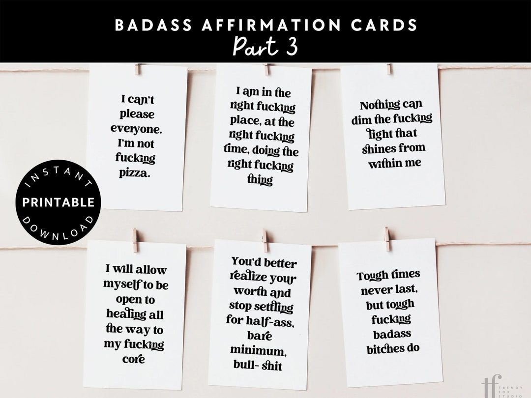 Printable Badass Affirmation Cards Sweary Affirmation Deck - Etsy