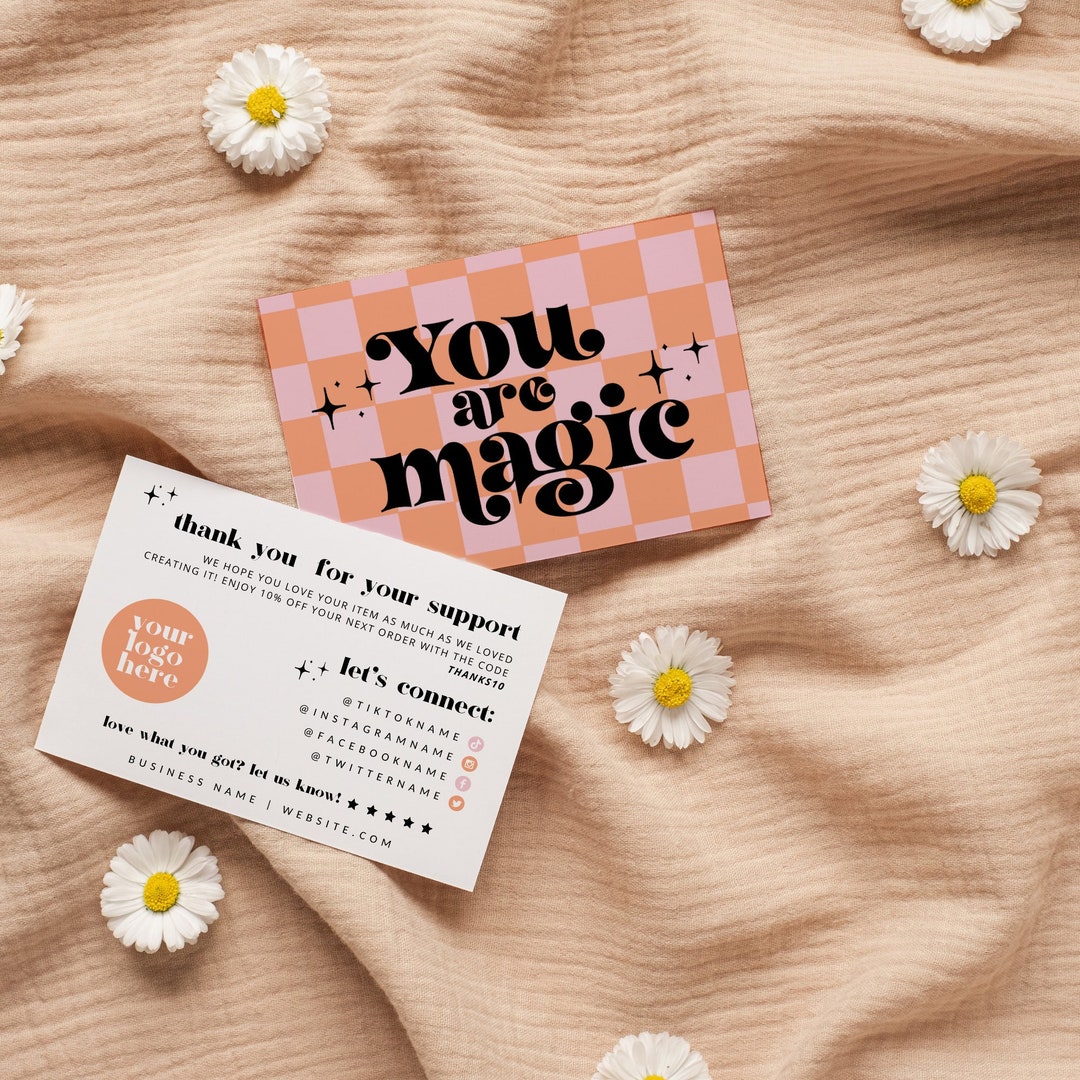 Retro Thank You Card Template, Editable Business Thank You Card ...