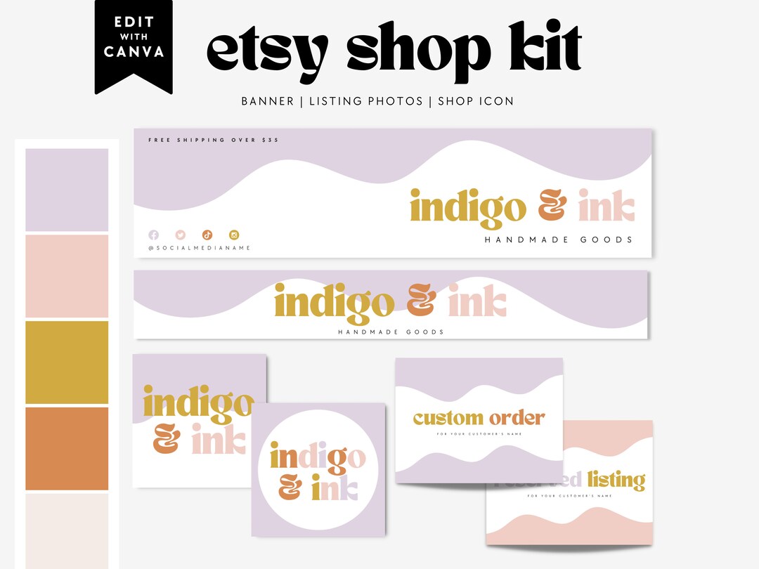 Retro Etsy Banner Canva Template, 90s Etsy Store Branding, Editable ...